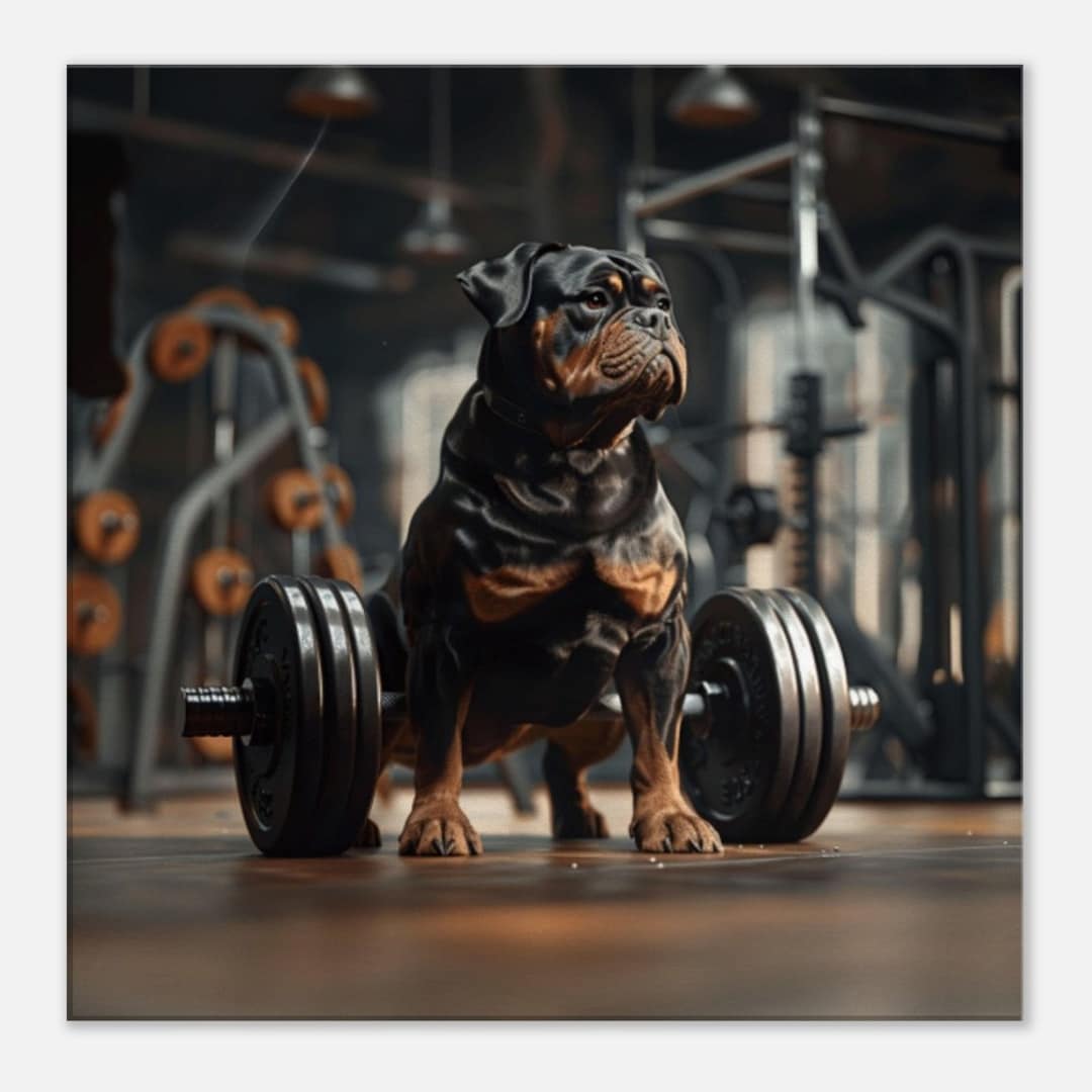 Dog in the Gym Canvas Funny Gym Animal Wall Art, Rottweiler Painting ...