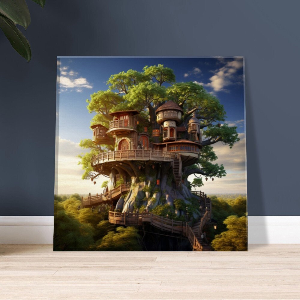 Fantasy Tree House Tree House Forest Fantasy Canvas Ai Powered