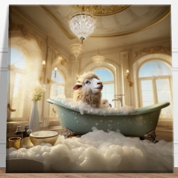 Sheep in Bathtub Wall Art - Etsy