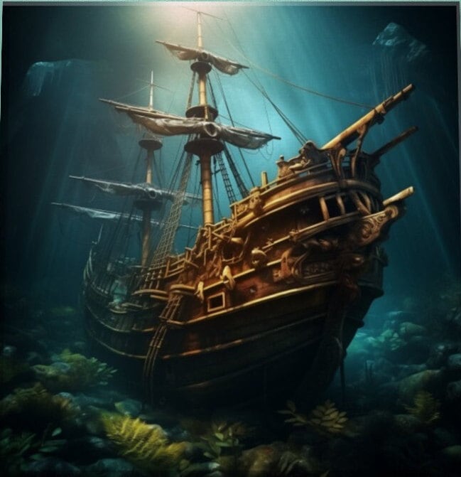 Shipwreck Canvas - Sunken Pirate Ship - Abstract Wall Art Canvas - Etsy