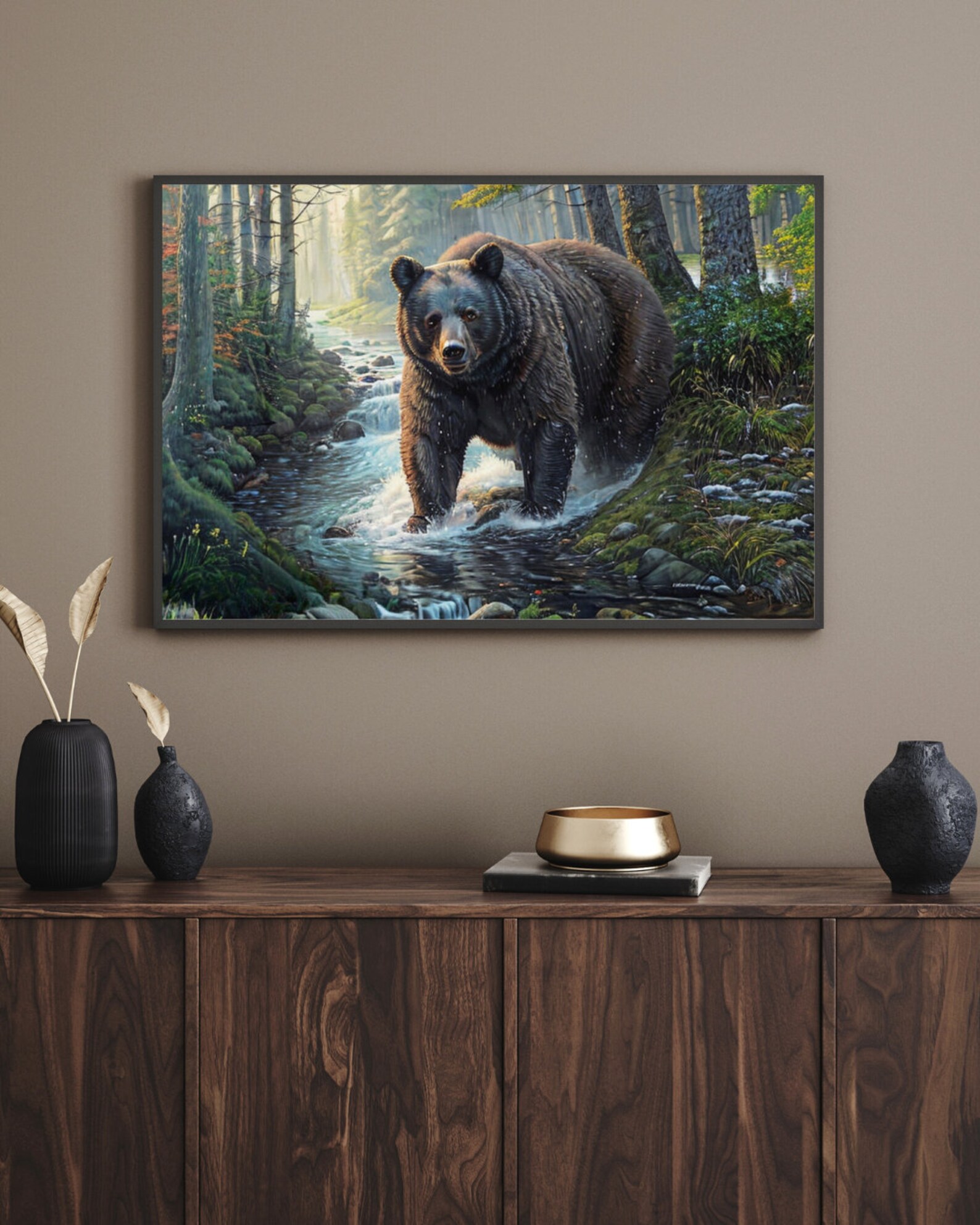 Black Bear Wall Art Canvas - AI Created Canvas Painting - High Quality ...