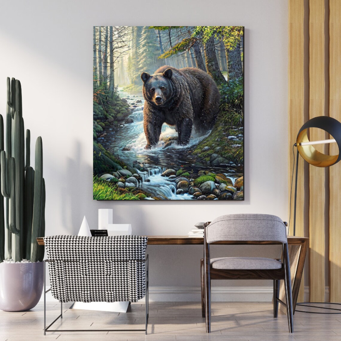 Black Bear Wall Art Canvas - AI Created Canvas Painting - High Quality ...