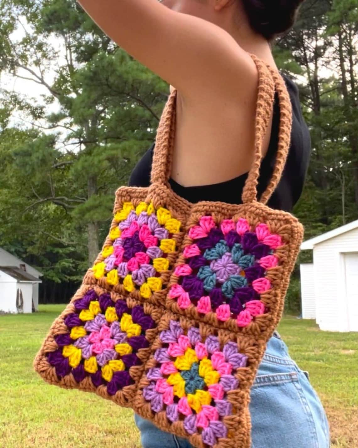 Crochet Granny Square Tote PATTERN - Etsy