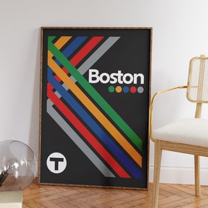 Boston Subway Poster, Boston T System Line Art, MBTA Subway, Minimalist ...