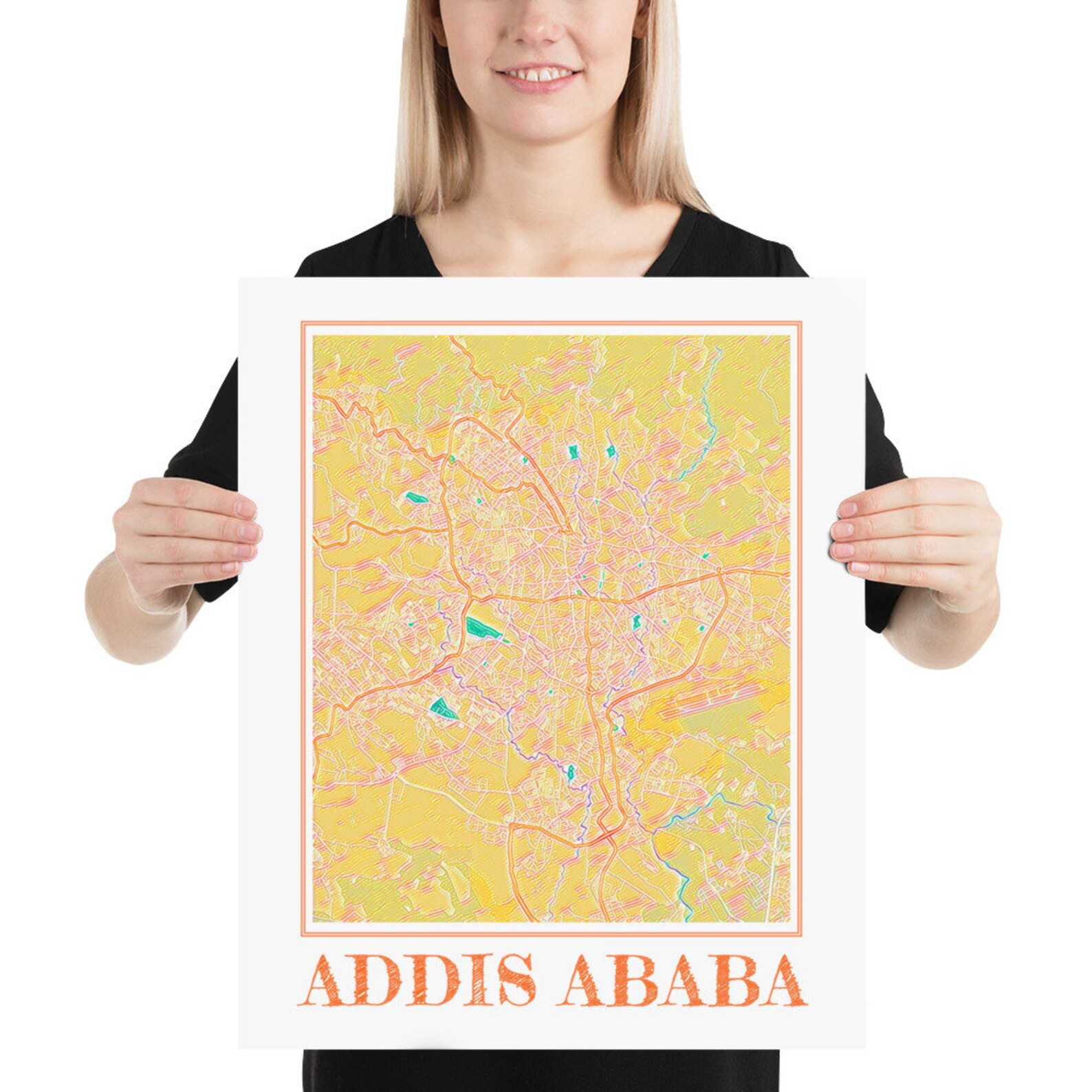 Watercolor Addis Ababa Map Art Print: Ethiopia Home Decor - Etsy
