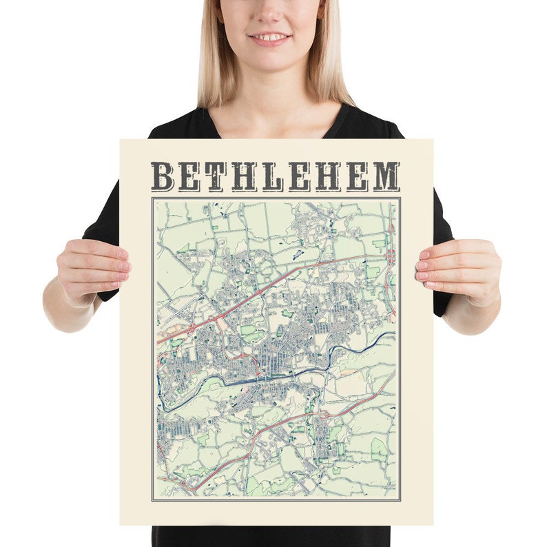 Antique Bethlehem Pennsylvania Map Art Print - Etsy