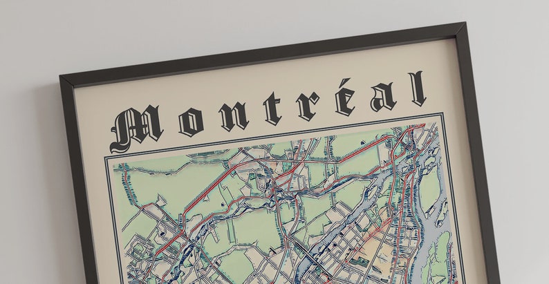 Montreal Map Poster, Classic Map of Montreal, Vintage Montreal Quebec ...