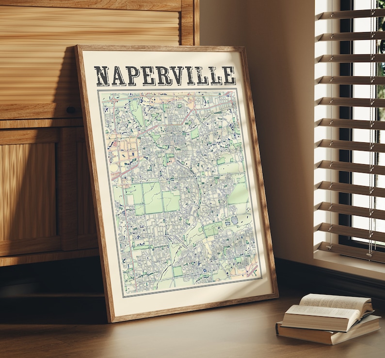 Antique Naperville Illinois Map Print: Vintage City Home Decor - Etsy