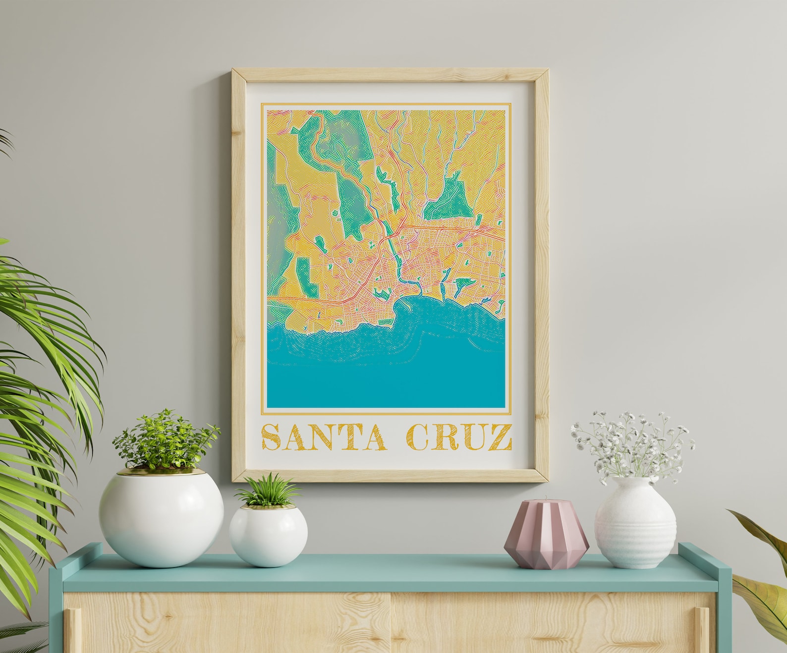 Watercolor Santa Cruz Map Art Print: California Home Decor - Etsy