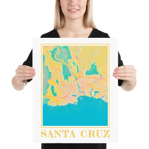 Watercolor Santa Cruz Map Art Print: California Home Decor - Etsy