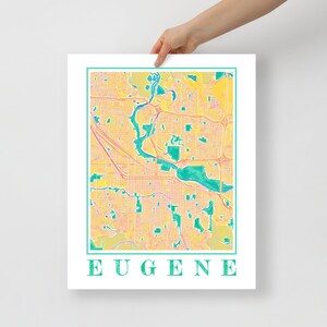 Watercolor Eugene Map Print of Eugene Oregon Painting Map of Eugene ...