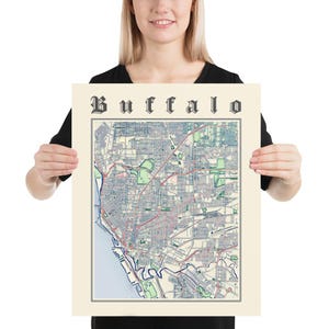 Classic Buffalo Map Poster of Buffalo New York Print of Buffalo NY Map ...