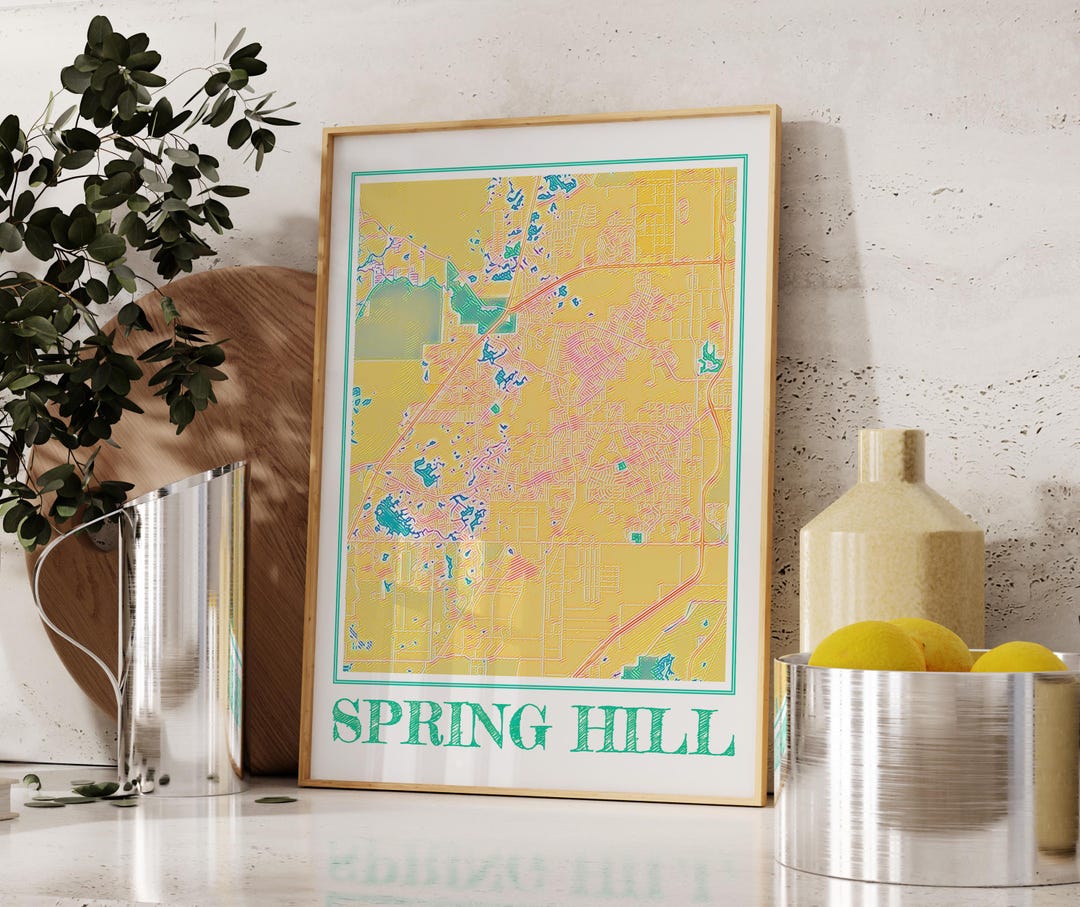 Spring Hill Florida Map Poster: Watercolor City Art Print - Etsy