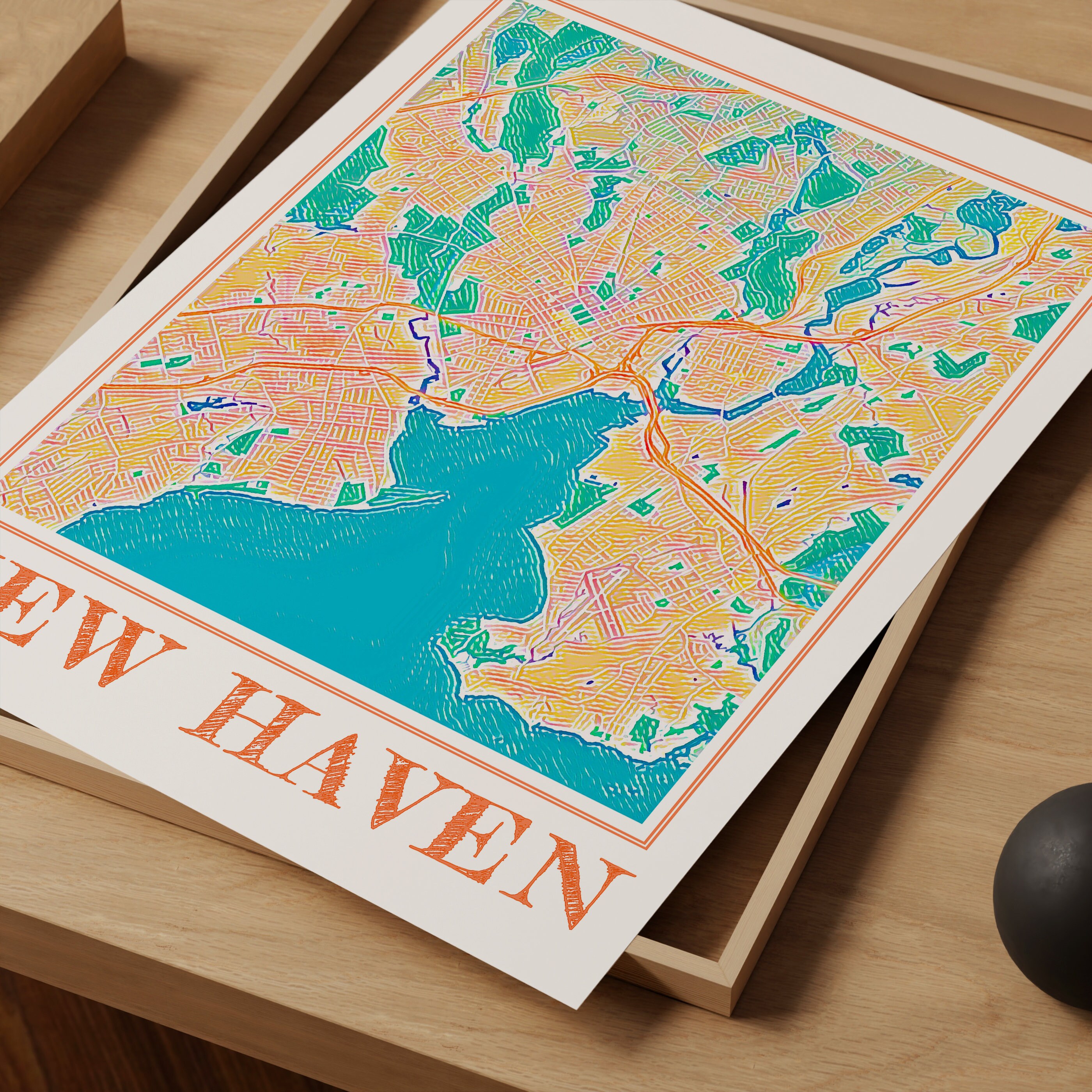 Watercolor New Haven Map Poster of New Haven Wall Art of - Etsy