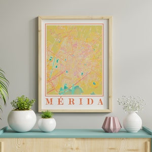 Watercolor Merida Mexico Map Poster of Merida Map of Merida Wall Art of ...