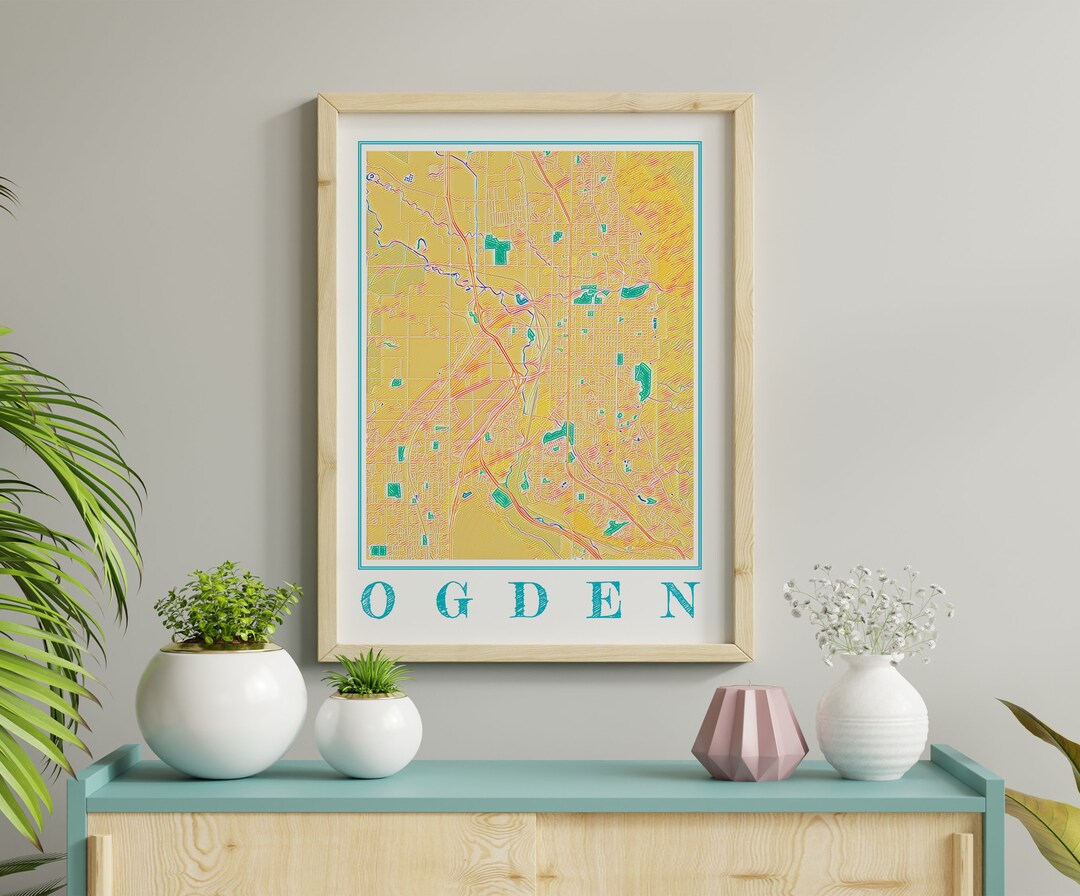 Watercolor Ogden Map Poster of Ogden Utah Map of Ogden Wall Art of ...