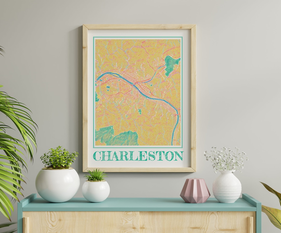 Watercolor Charleston West Virginia Map Art Print - Etsy