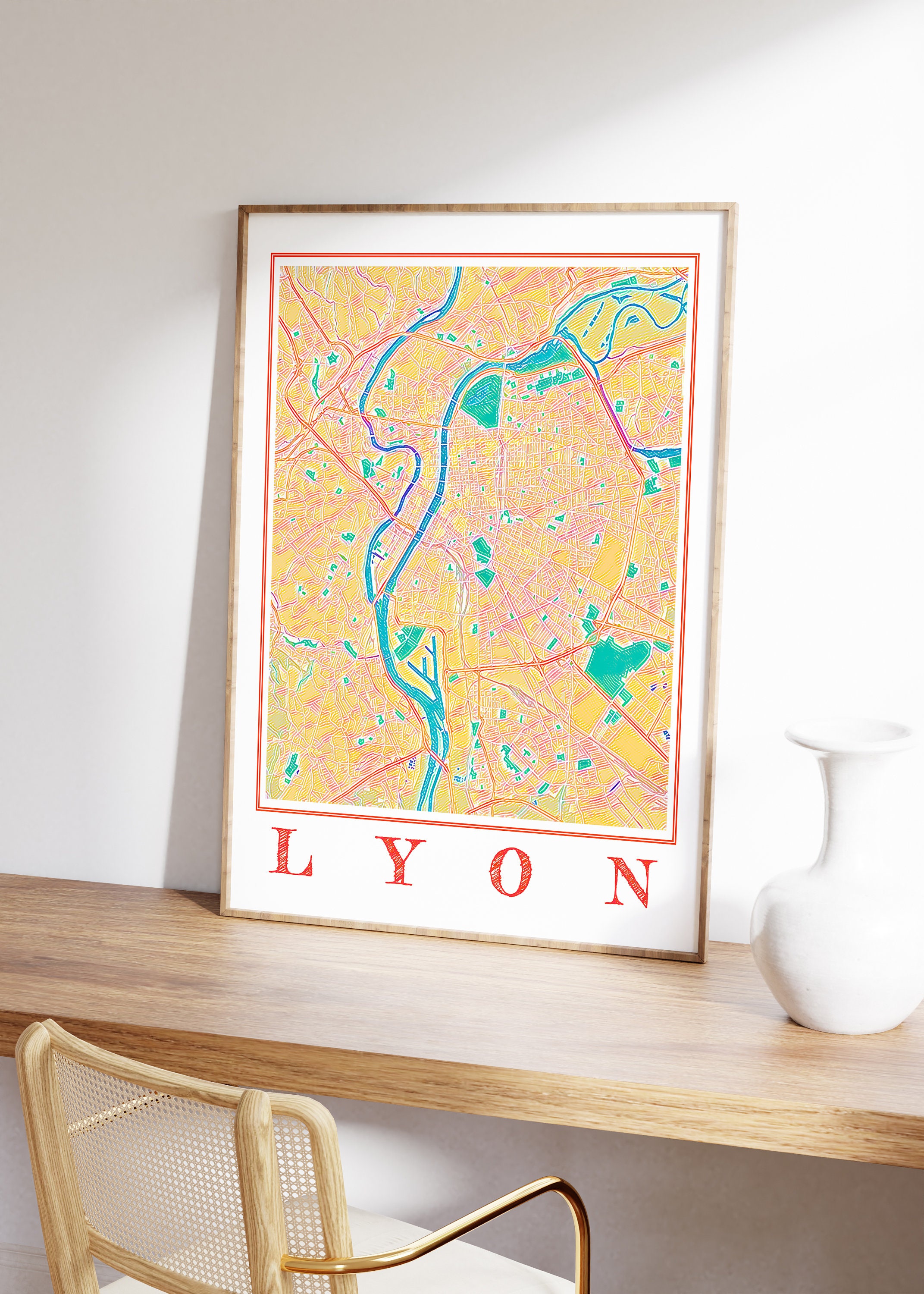 Watercolor Lyon Map Print of Lyon France Painting Map of Lyon - Etsy