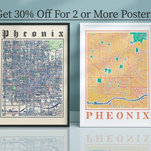 Phoenix Map Print, Classic Map of Phoenix, Phoenix Poster, Phoenix ...
