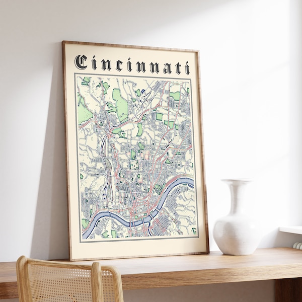 Cincinnati City Map - Etsy