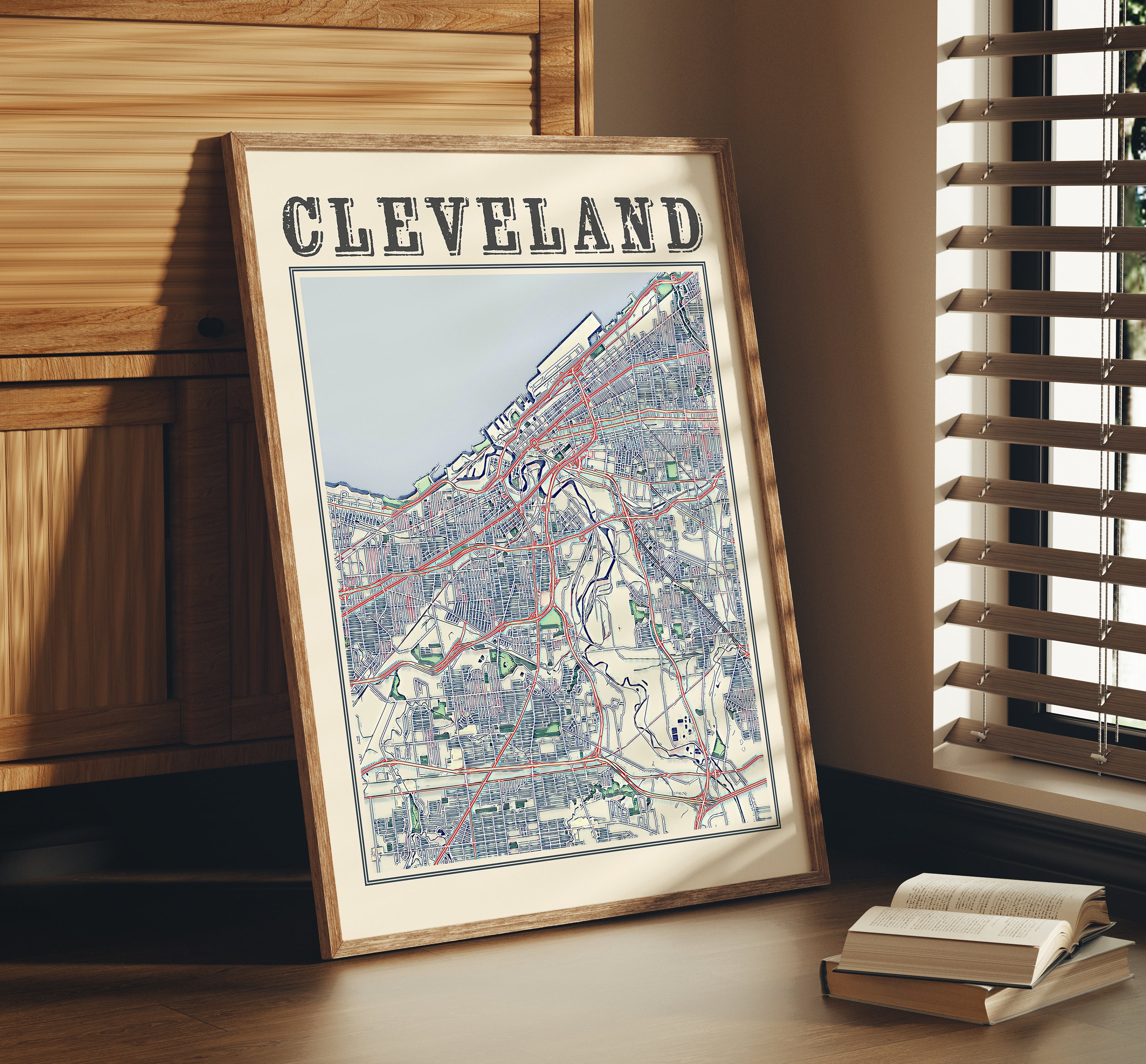 Antique Cleveland Map Poster of Cleveland Ohio Classic Map of - Etsy