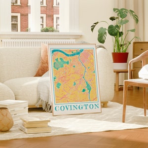 Watercolor Covington Map Poster of Covington Kentucky Map of Covington ...
