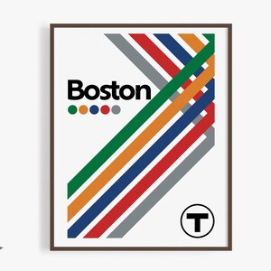 Boston Subway Poster, Boston T System Line Art, MBTA Subway, Minimalist ...