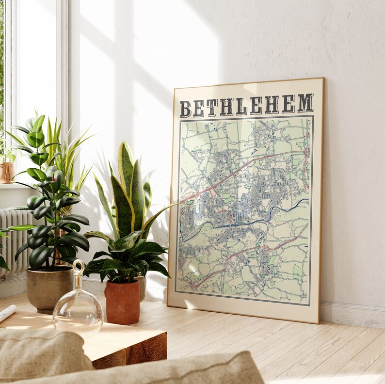 Antique Bethlehem Pennsylvania Map Art Print - Etsy