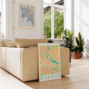 Watercolor Eugene Map Print of Eugene Oregon Painting Map of Eugene ...