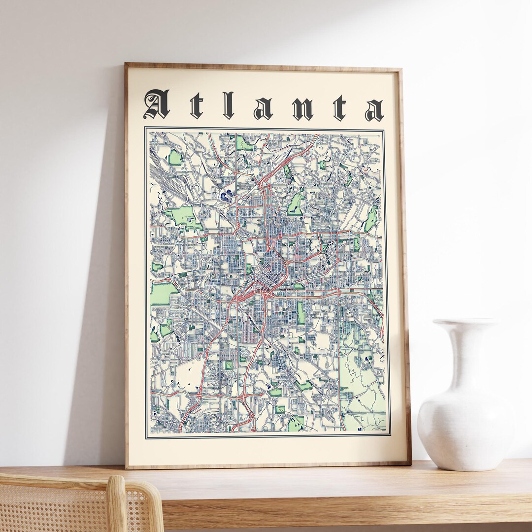 Atlanta Map Print, Classic Map of Atlanta, Atlanta Poster, Atlanta ...