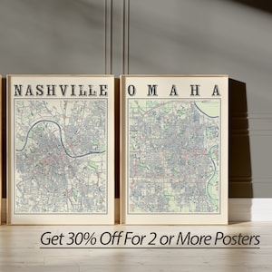 Antique Omaha Map Poster of Omaha Nebraska Wall Art of Omaha NE Print ...