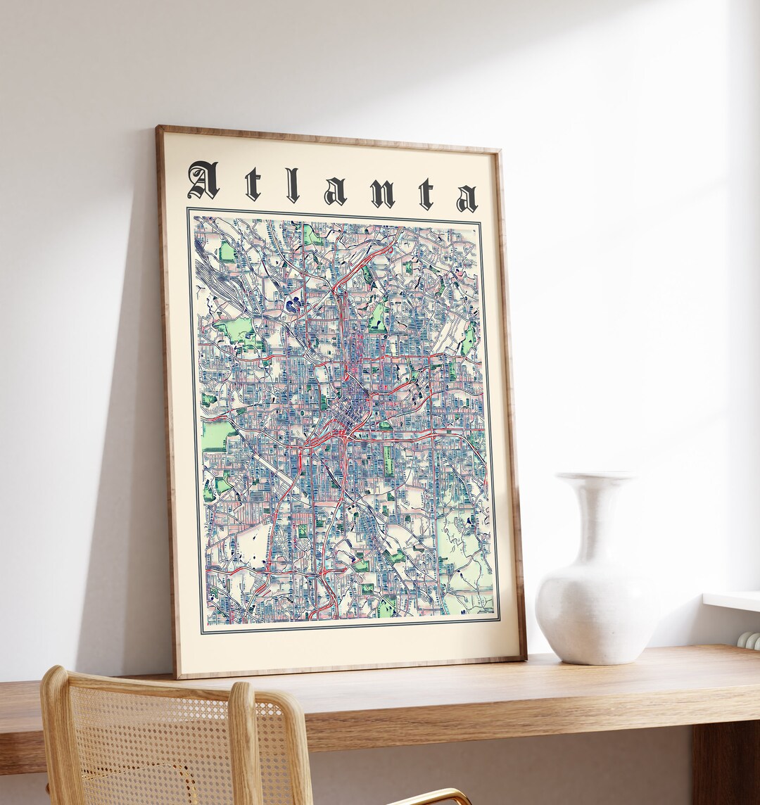 Atlanta Map Print, Classic Map of Atlanta, Atlanta Poster, Atlanta ...