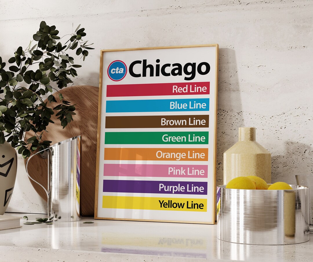 Minimal Chicago Train Poster of Chicago Rapid Transit CTA Rail Print of ...