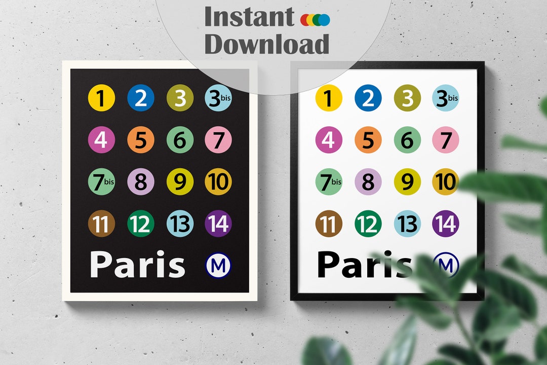 Paris Metro Digital Print of Paris Instant Download Subway Map of Paris ...
