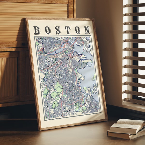 Boston Map Poster - Etsy
