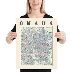 Antique Omaha Map Poster of Omaha Nebraska Wall Art of Omaha NE Print ...