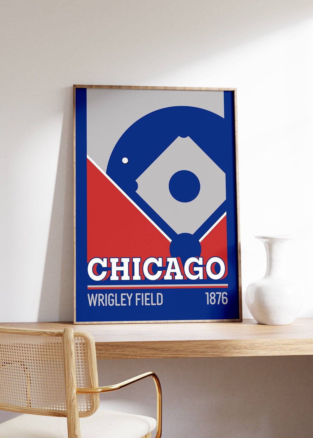 Chicago Baseball Poster Wrigley Field Print of Cubs Fan Gift of Chicago ...
