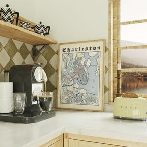 Classic Charleston Map Poster of Charleston South Carolina Print of ...