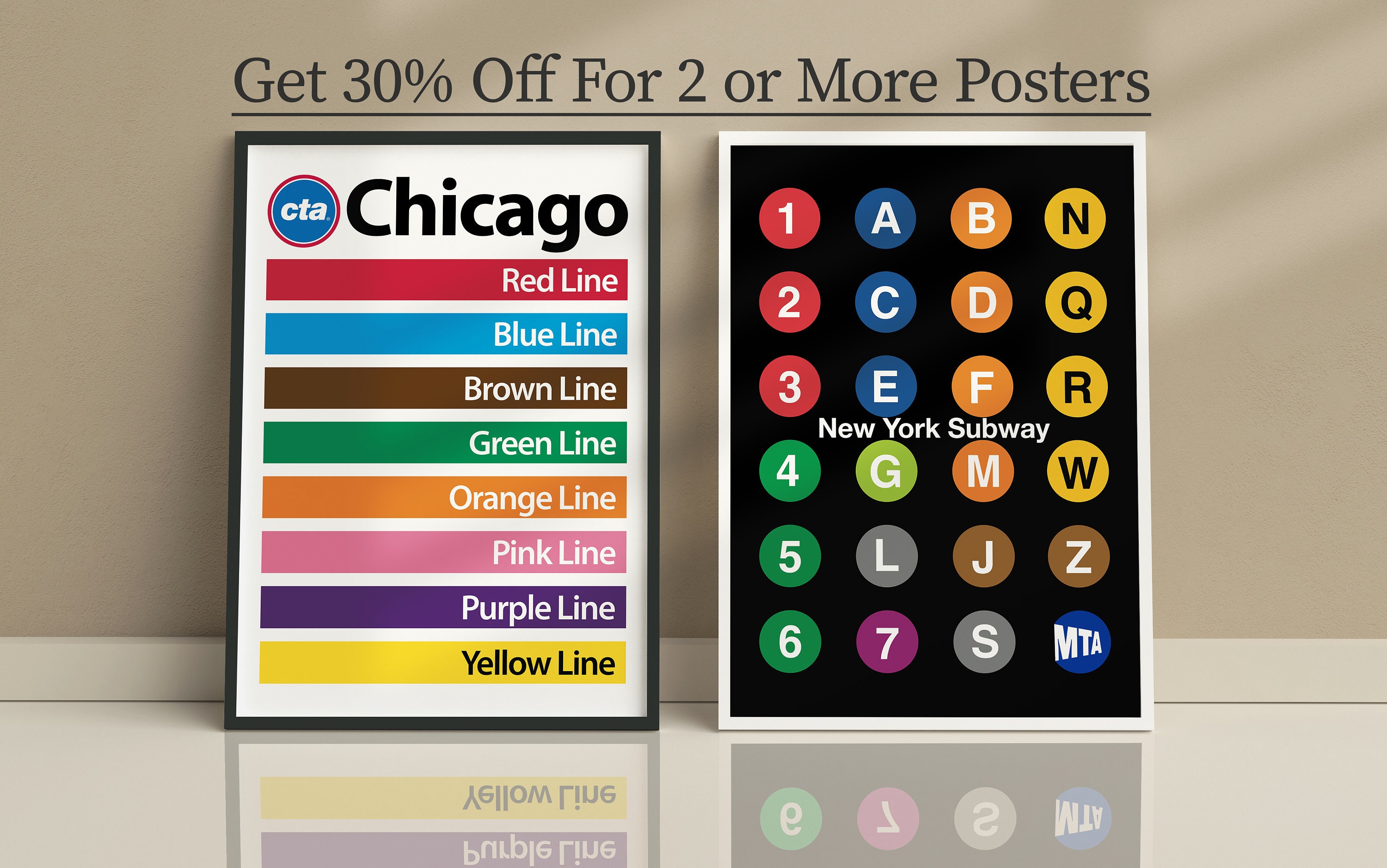 Minimal Chicago Train Poster of Chicago Rapid Transit CTA Rail - Etsy
