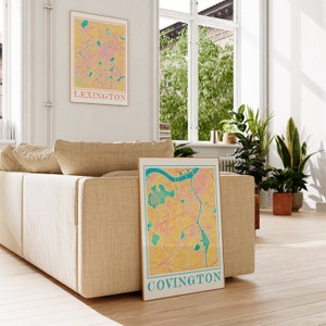 Watercolor Covington Map Poster of Covington Kentucky Map of Covington ...