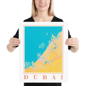 Watercolor Dubai Map Poster of Dubai UAE Map of Dubai Wall Art of ...
