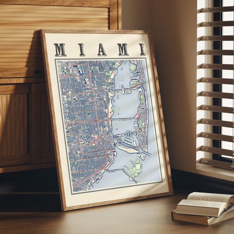 Miami Map Print - Etsy