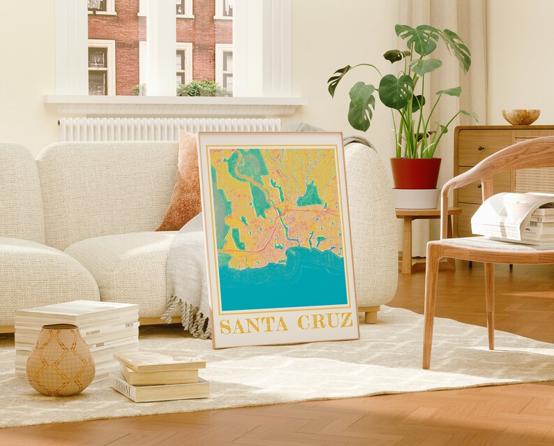 Watercolor Santa Cruz Map Art Print: California Home Decor - Etsy