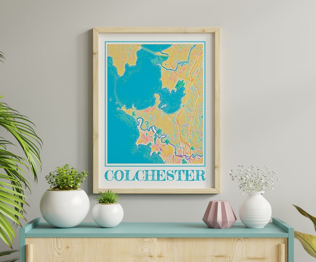 Watercolor Colchester VT Map Poster of Colchester Vermont Map of ...