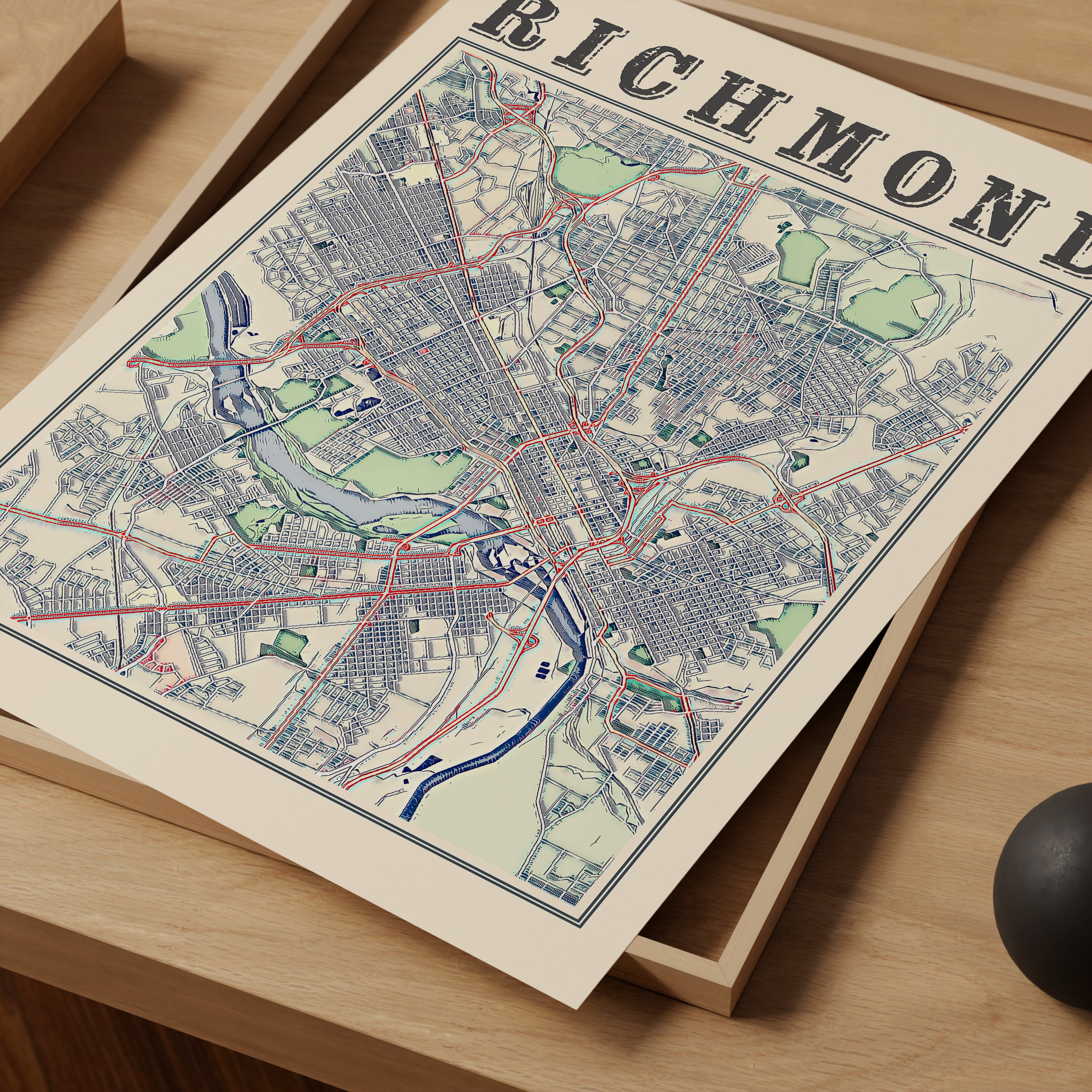 Antique Richmond Map Poster of Richmond Virginia Classic Map - Etsy