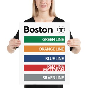 Minimal Boston Subway Print of Boston MBTA Map Poster of Boston Subway ...