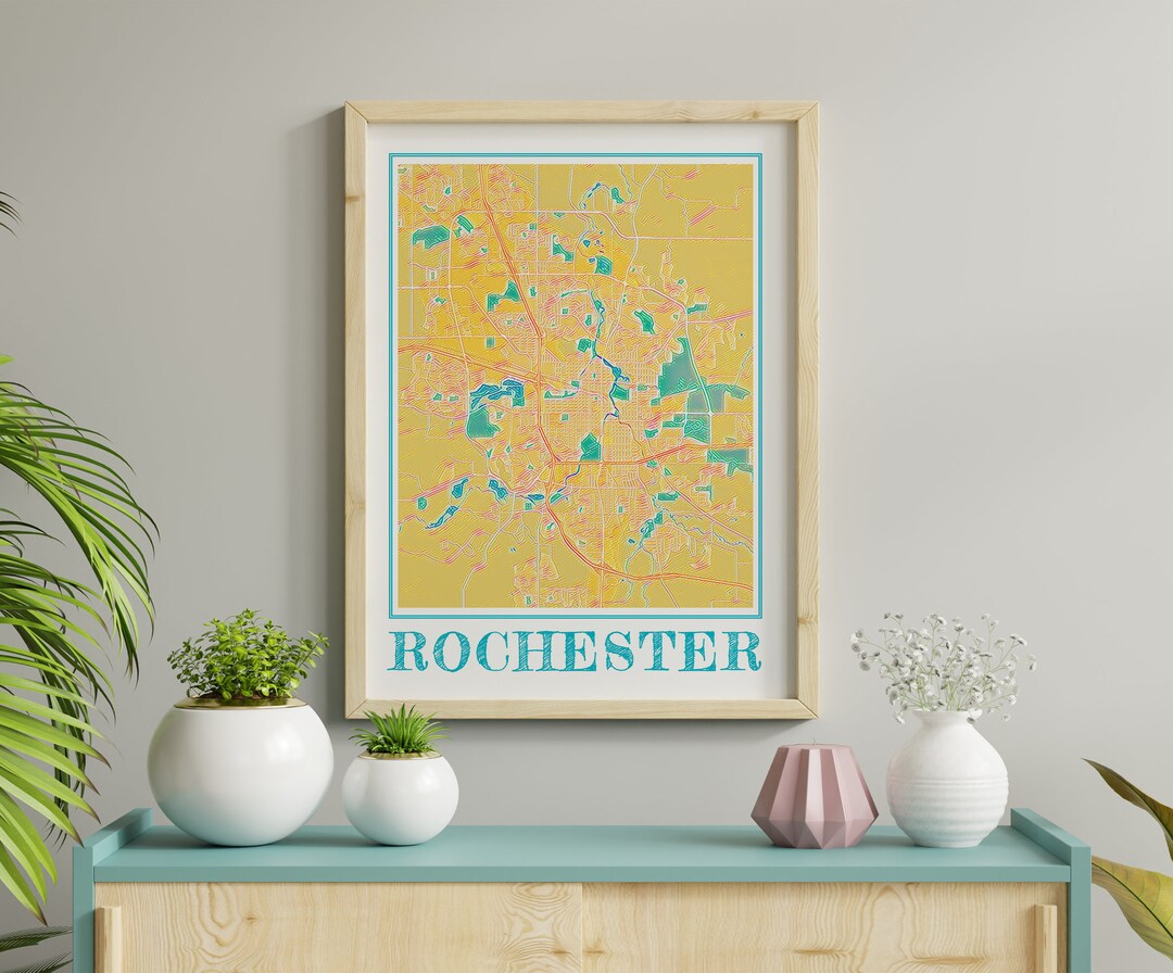 Watercolor Rochester Minnesota Map Art Print: City Souvenir - Etsy