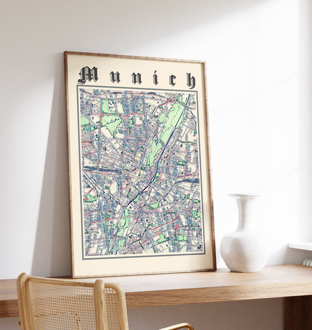 Munich Map Print, Classic Map of Munich, Munich Poster, Munich Germany ...
