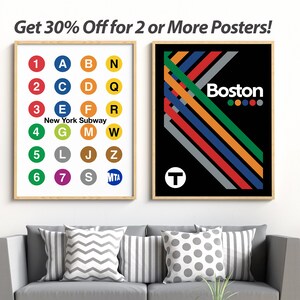 Boston Subway Poster, Boston T System Line Art, MBTA Subway, Minimalist ...