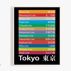 Minimal Tokyo Metro Poster | Tokyo Subway Wall Art | Metro Line Map ...